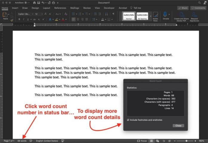 How to Count Words in Microsoft Word - The Techie Senior